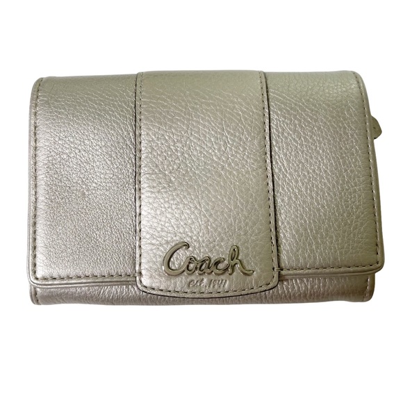 Coach | Bags | Coach Metallic Platinum Lavender Leather Wallet | Poshmark